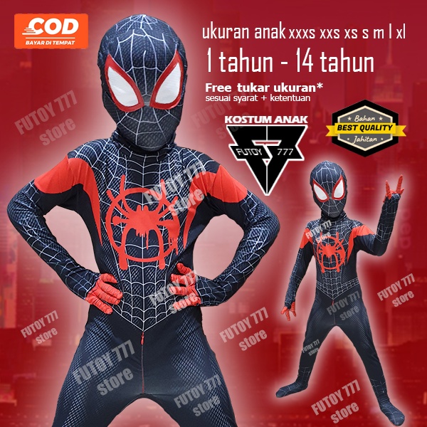 Jual KOSTUM SPIDERMAN COSTUME MILES MORALES KOSTUM ANAK SPIDERMAN BAJU SPIDERMAN ANAK IMPOR ...