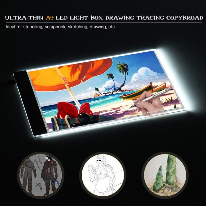 Jual USB ULTRA THIN ART GRAPHIC DESIGN TABLET PAD A4 SIZE + LED LIGHT ...