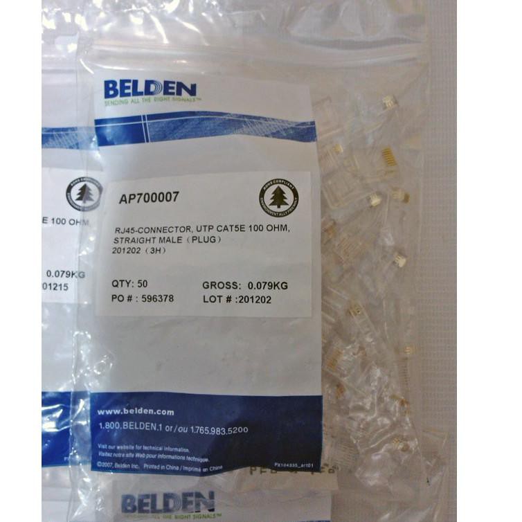 Jual Connector BELDEN UTP Cat5e (50 Pcs) Konektor BL AP700007 ASLI ...