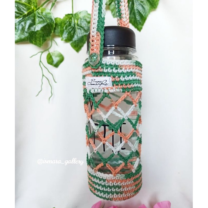 Jual TAS BOTOL AIR MINERAL CORAK. cover botol rajut. cover botle ...
