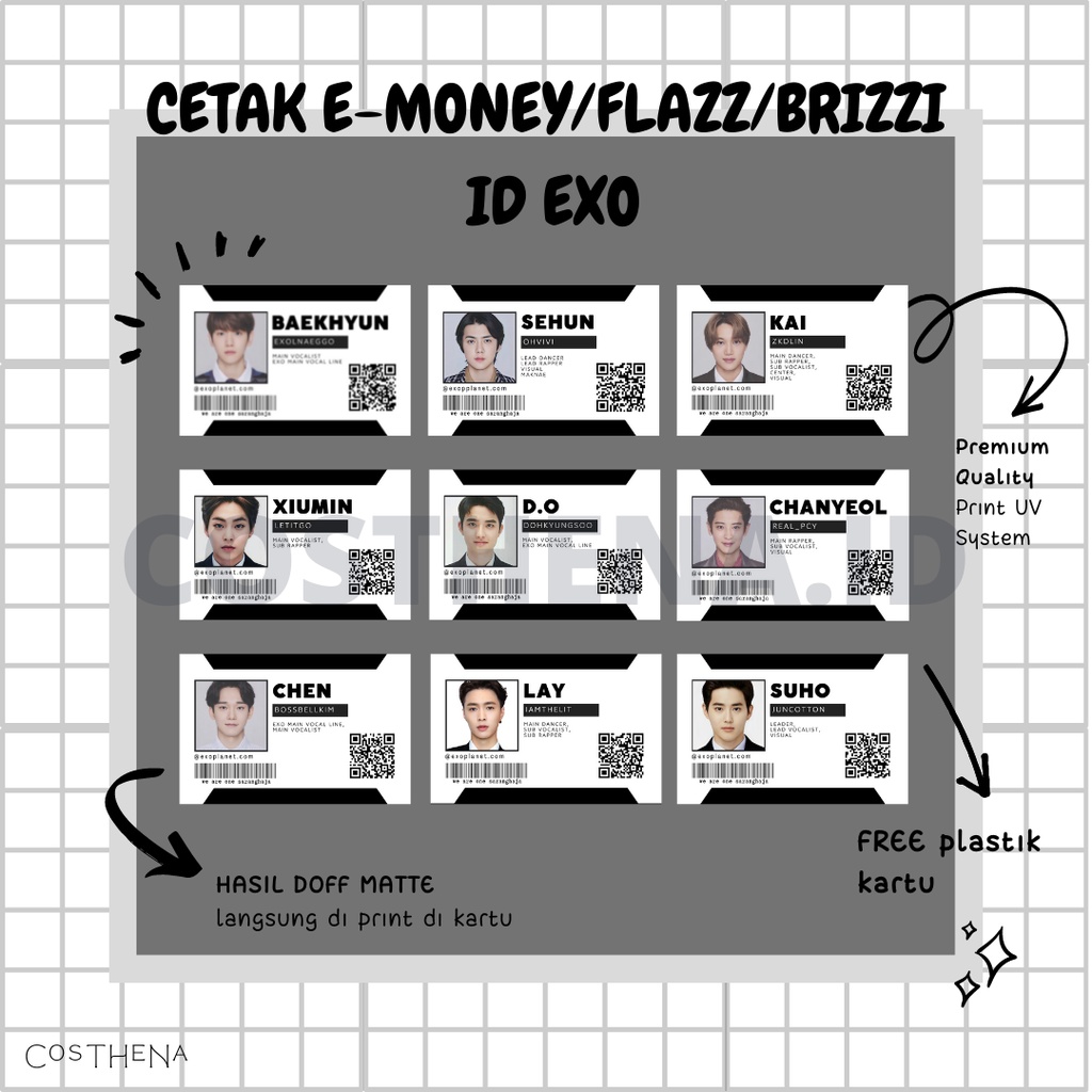Jual E-MONEY/FLAZZ/BRIZZI EXO ID CARD CUSTOM | Shopee Indonesia