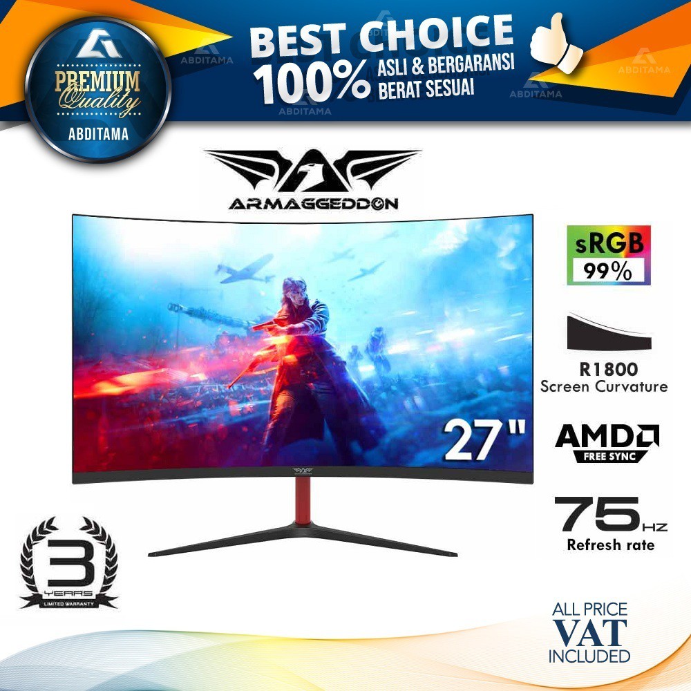 Jual Monitor LED Pixxel+ Armaggeddon PC27HD 27" 1920x1080 75Hz IPS VGA ...