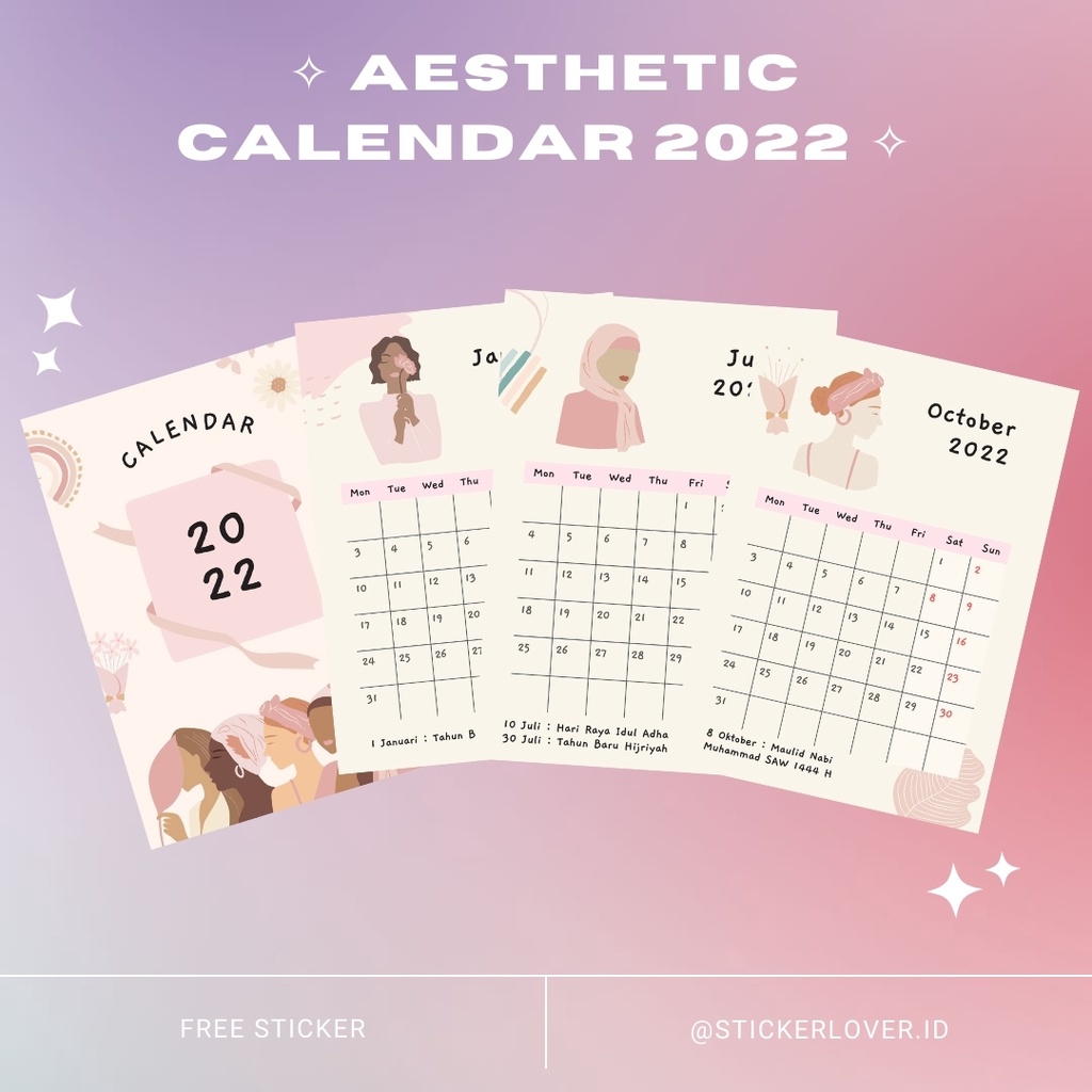 Jual [PROMO] Kalender Aesthetic 2022 / Aesthetic Calendar 2022 FREE ...