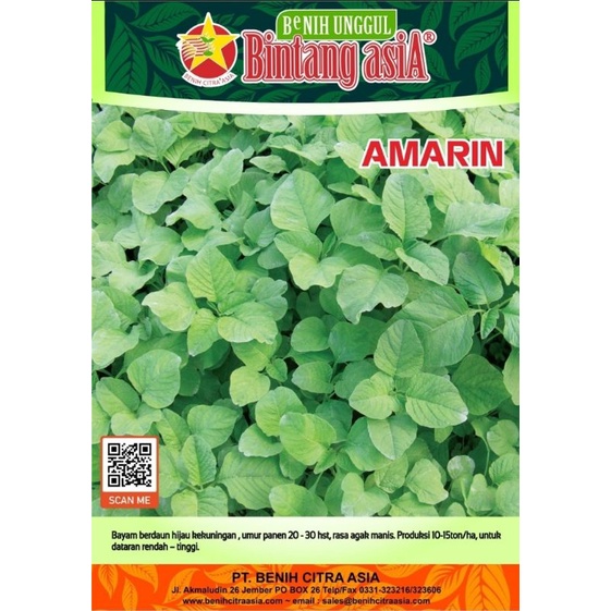 Jual benih bibit unggul bayam amarin 50gram bintang asia kemasan asli ...