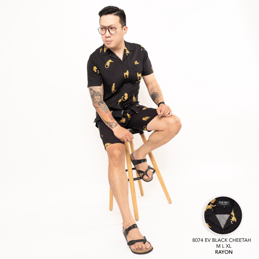 Jual 8074 EV Setelan Pria Reguler Fit Black Cheetah | Shopee Indonesia