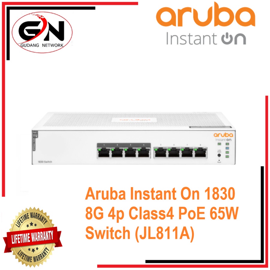 Jual Aruba Instant On 1830 8G 4p Class4 PoE 65W Switch / JL811A ...