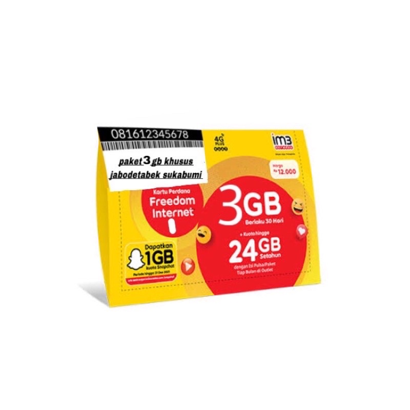 Jual PERDANA INDOSAT IM3 3GB FREEDOM INTERNET 24JAM SIAP PAKAI | Shopee ...