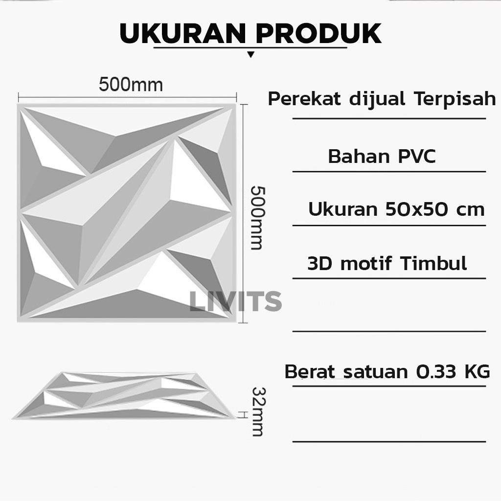 Jual 3D PVC Wall panel Dinding 50x50 cm & 30x30CM Wallpaper | Dekor ...