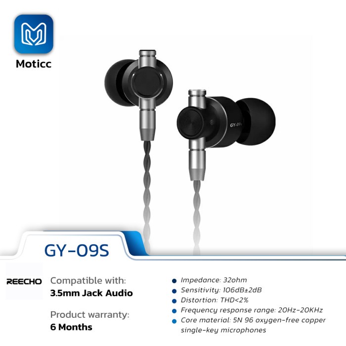 Jual Reecho GY-09S with Mic Earphone HIFI Dynamic Heavy Bass | Shopee Indonesia