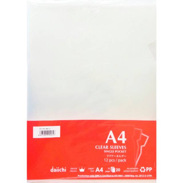Jual Map L / Clear Sleeves Daiichi A4 (1 Pack = 12 pcs) | Shopee Indonesia
