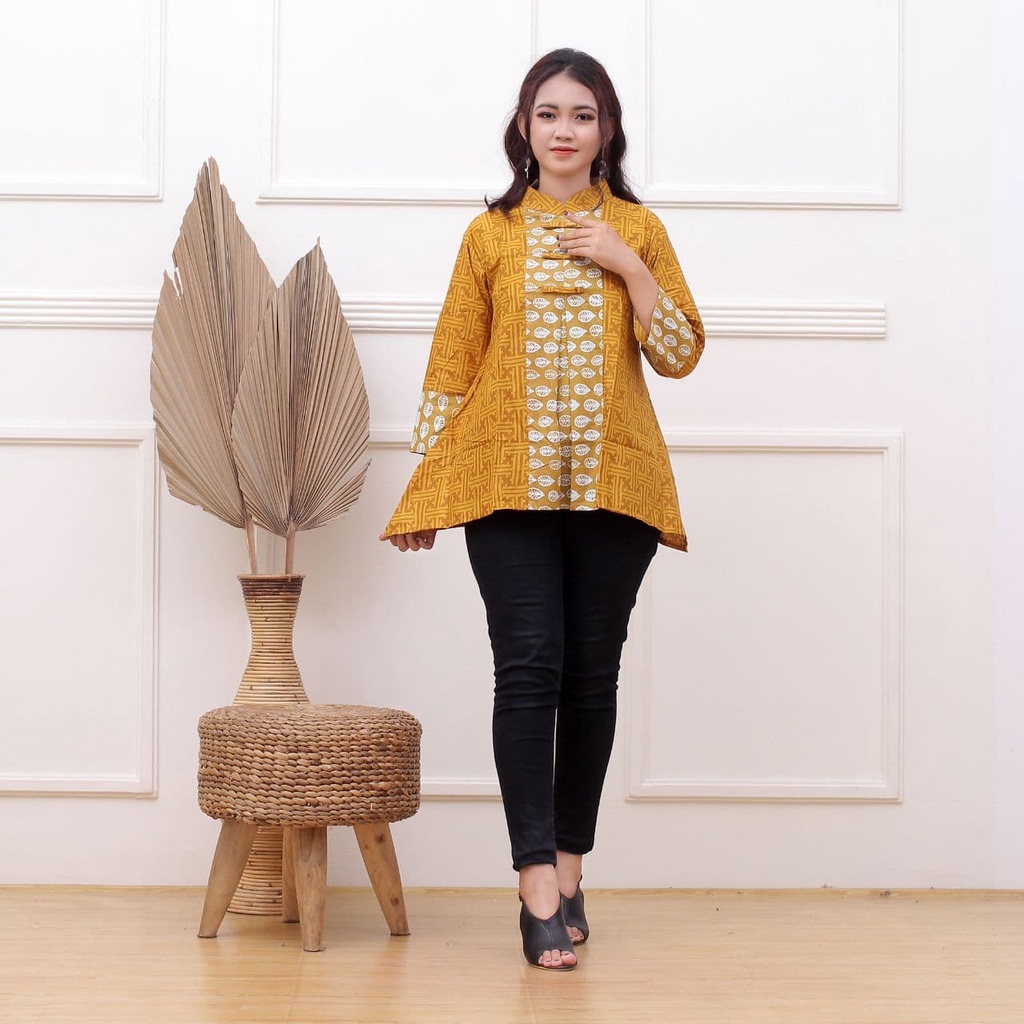 Jual Blus Batik Atasan Kantor Formal Kerja Motif Unik Cantik Terbaru ...