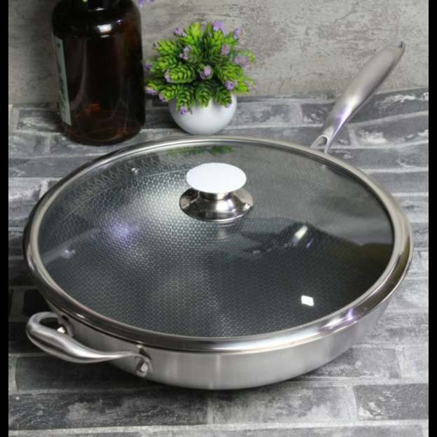 Jual KBH KOBACH Non-stick Wok 316L Stainless Steel Fry Pan Honeycomb ...