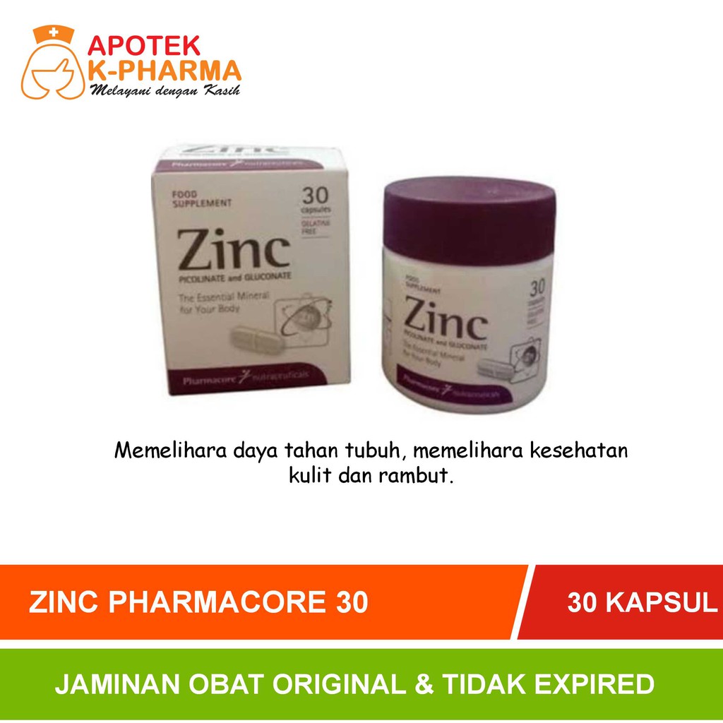 Jual Zinc Pharmacore Isi 30 Kapsul Obat Original Genero | Shopee Indonesia