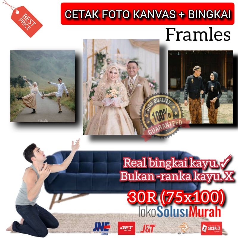 Jual CETAK FOTO KANVAS BINGKAI MINIMALAIS uk 12R,16R+,20R+,24R+,30R+0 ...