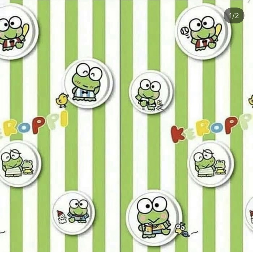 Jual 1 KG MUAT 2 ROLL !! WALLPAPER DINDING ukuran 45 cm x 10 M TEMA WARNA SALUR HIJAU BUNGA ...