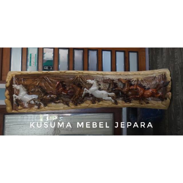 Jual Hiasan Dinding Relief Kuda Berlari Kayu Trembesi Solid (Panjang ...