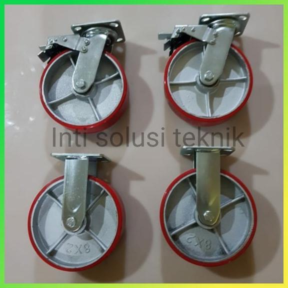 Jual Roda Trolley / Troli Pu 8 Inch Heavy Duty 1Set ( 2Putar+Rem 2Mati ...