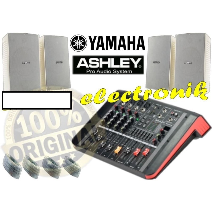 Jual Paket Audio Sound System Cafe Kantor 4 speaker YAMAHA VS6 + Power Mixer Ashley Studio 4 ...