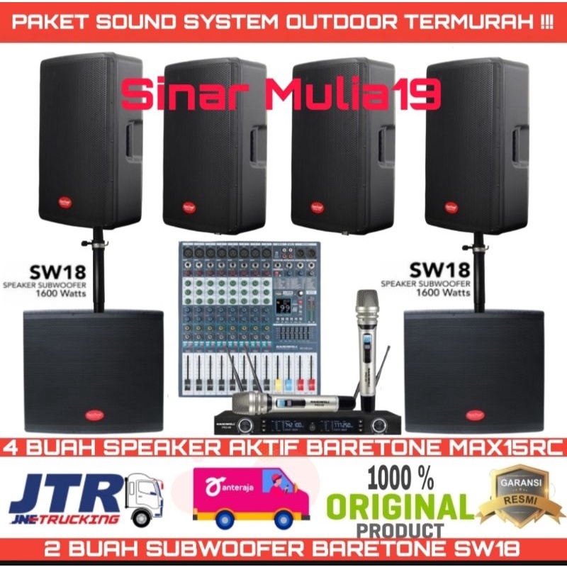 Jual PAKET SOUND SYSTEM OUTDOOR 4 SPEAKER AKTIF BARETONEAX15RC 2 ...