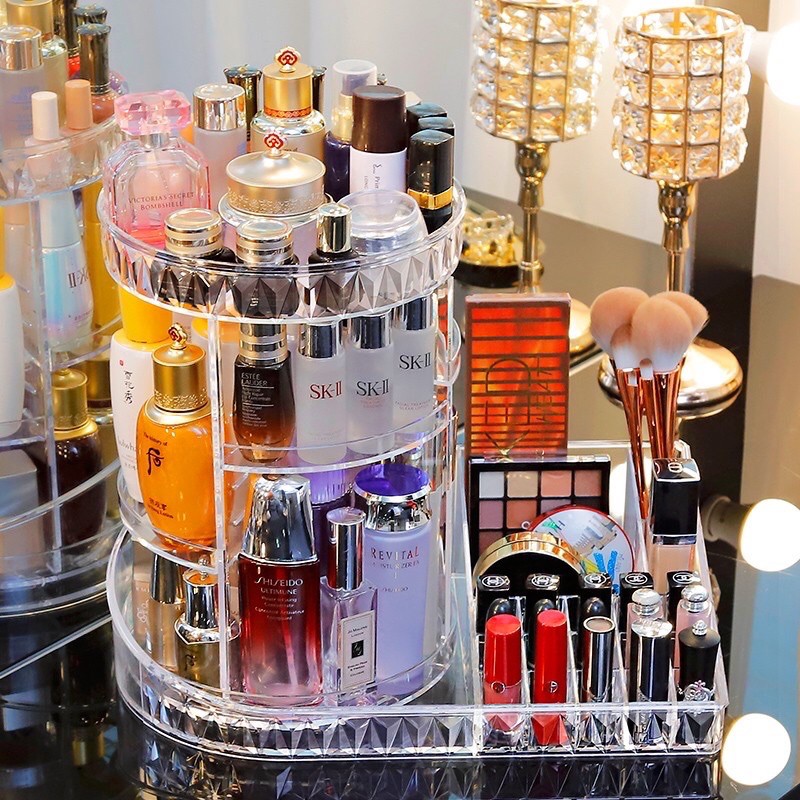 Jual Rak Make Up Kosmetik Petak Acrylic Putar 360 Derajat Diamond ...