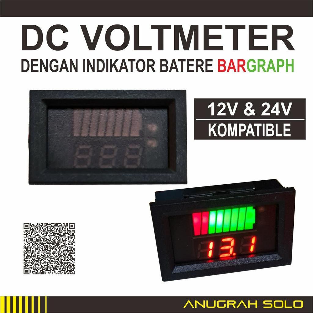 Jual Voltmeter Indikator Aki 12V 24V Pengukur Tegangan dengan Bargraph | Shopee Indonesia