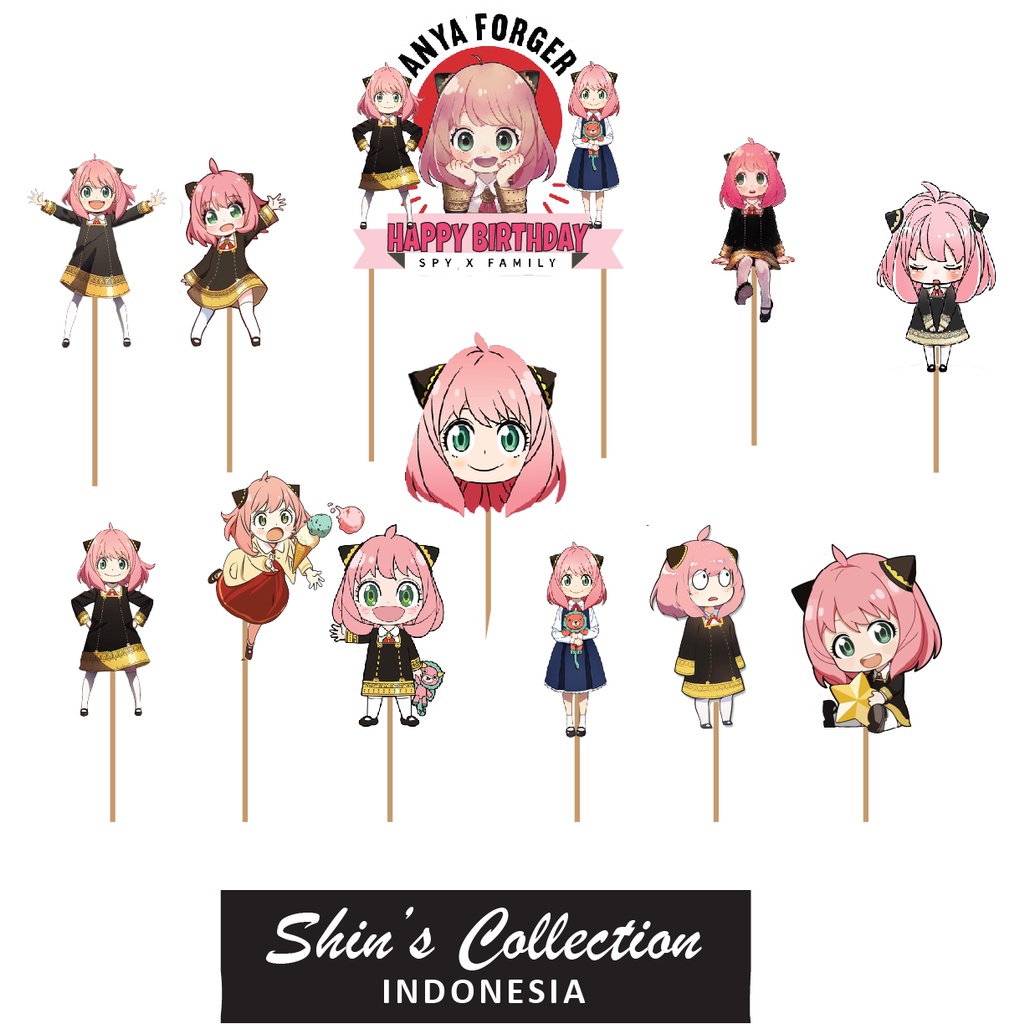 Jual Cake topper Anya Forger Solo Spy X Family set isi 12 pc | Shopee ...