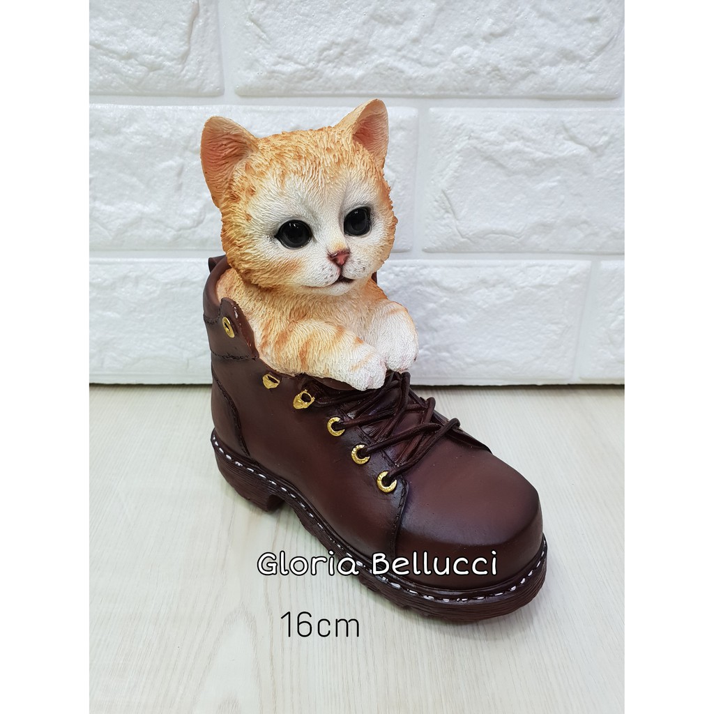 Jual patung pajangan miniatur kucing sepatu persia anggora | Shopee ...