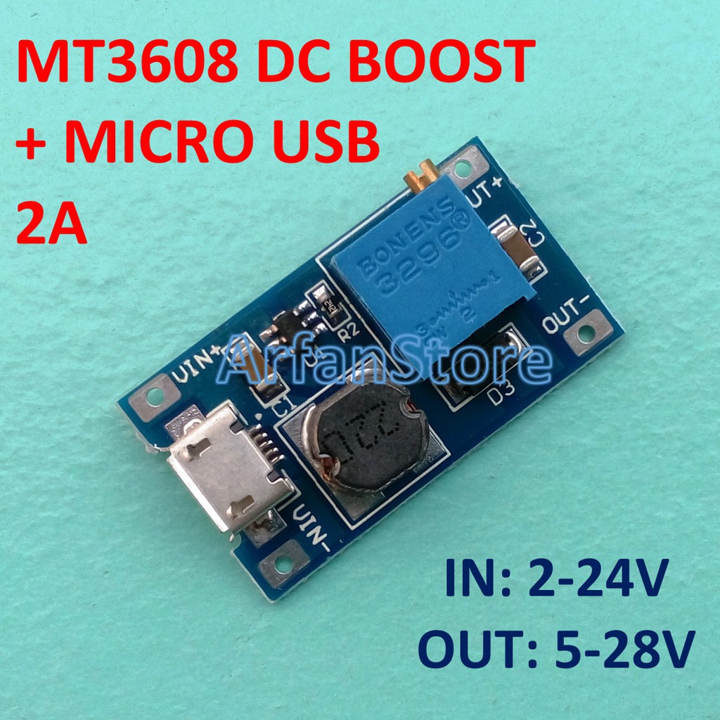 Jual MT3608 + Micro USB DC Step Up Boost Converter Mini XL6009 5-28V 2A ...