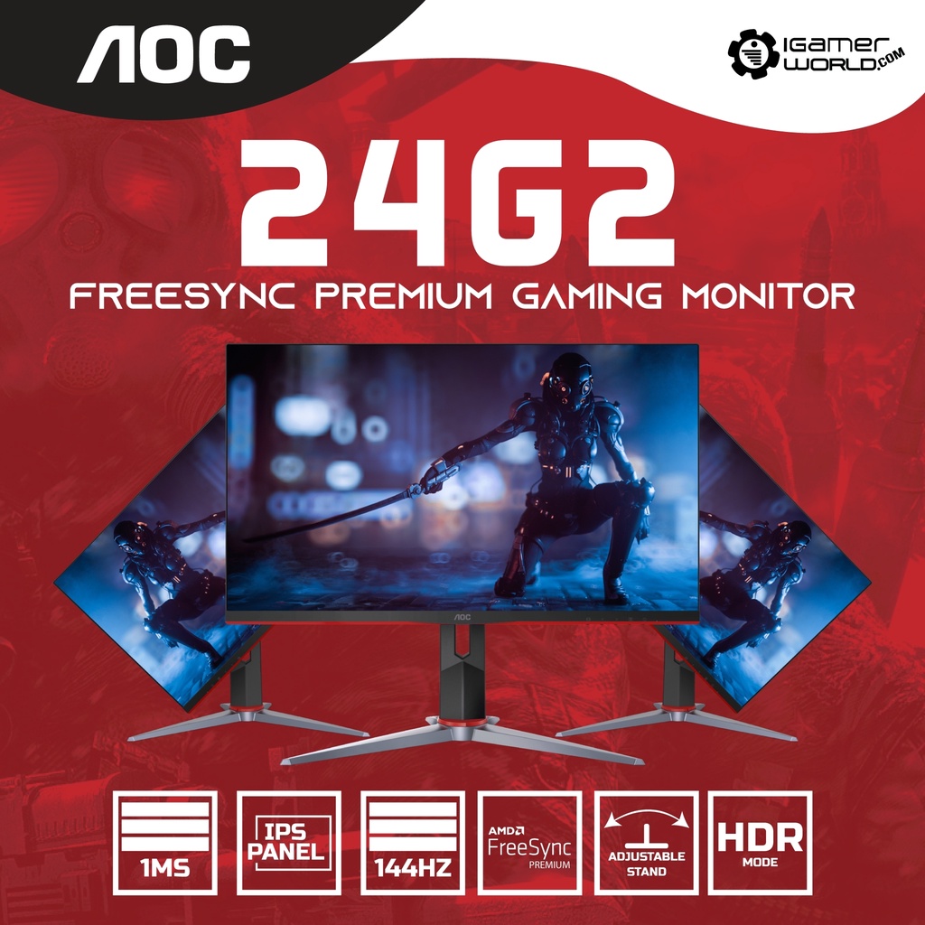 Jual AOC 24G2 23.8 inch Full HD 144Hz 1ms IPS Gaming Monitor | Shopee ...