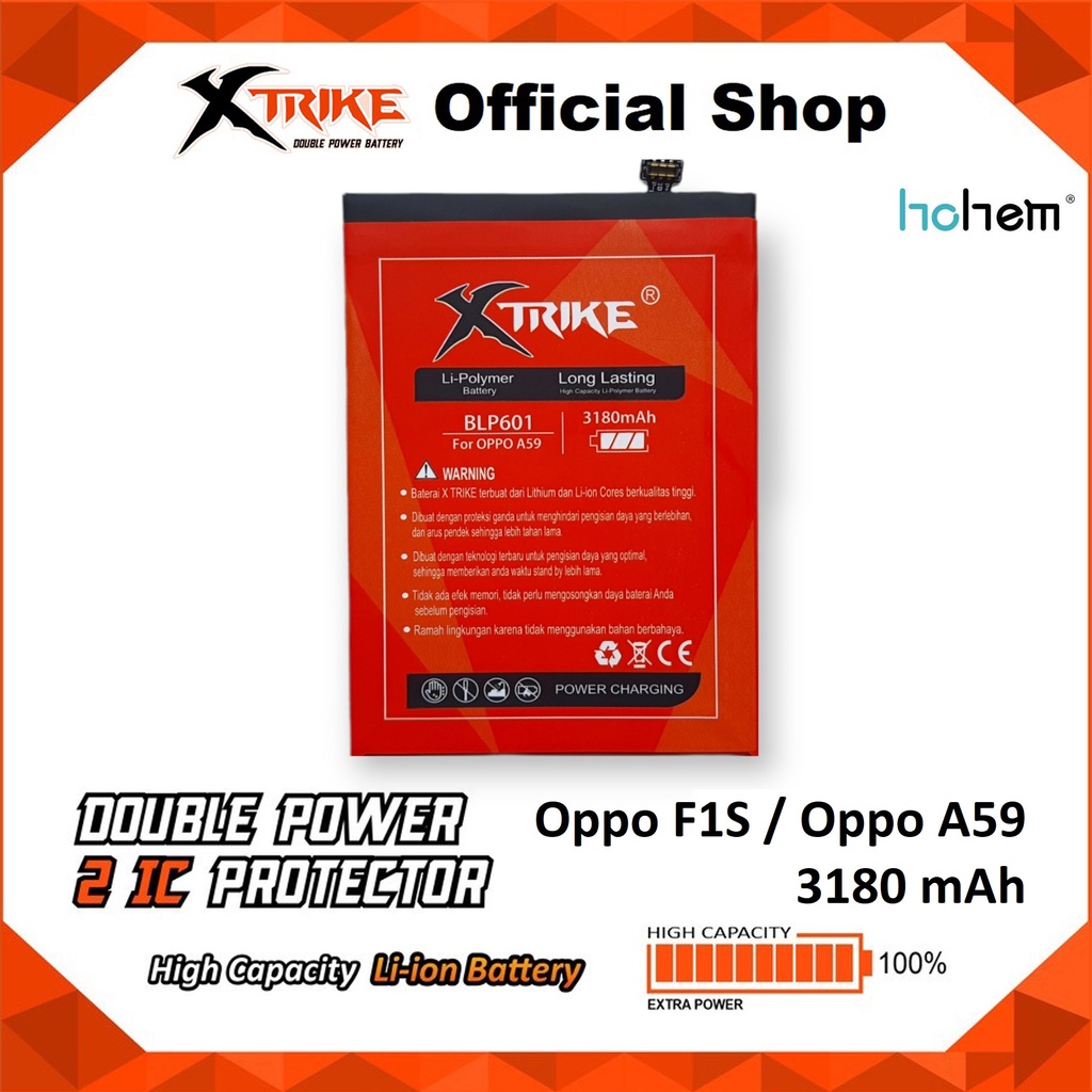 Jual Baterai XTRIKE Double Power Original Oppo F1S A59 BLP601 BLP 601 ...