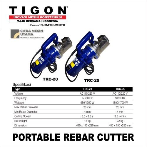Jual Mesin Pemotong Besi Tigon TRC-25 Portable Rebar Cutter | Shopee Indonesia