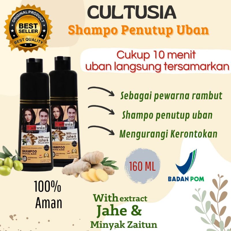 Jual Shampo CULTUSIA Original Black Menyamarkan Uban | Shopee Indonesia