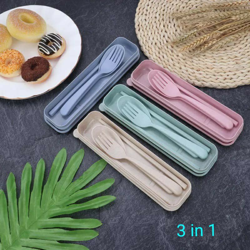 Jual Sendok Set Garpu Sumpit sendok Jerami Plus kotak Sendok | Shopee ...