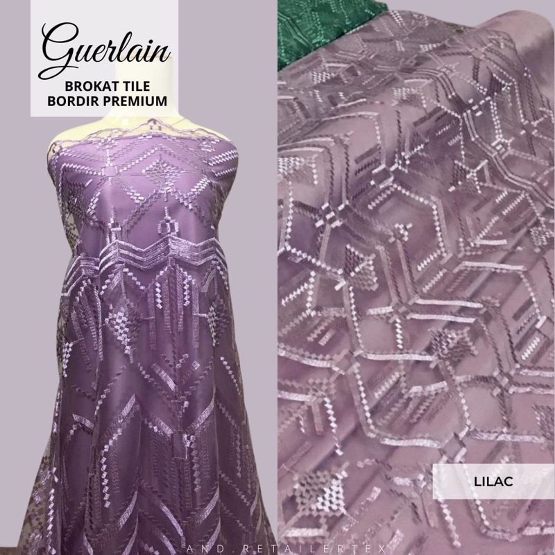 Jual Kain Brokat Bahan kebaya Premium Tile bordir Guerlain warna Coksu ...