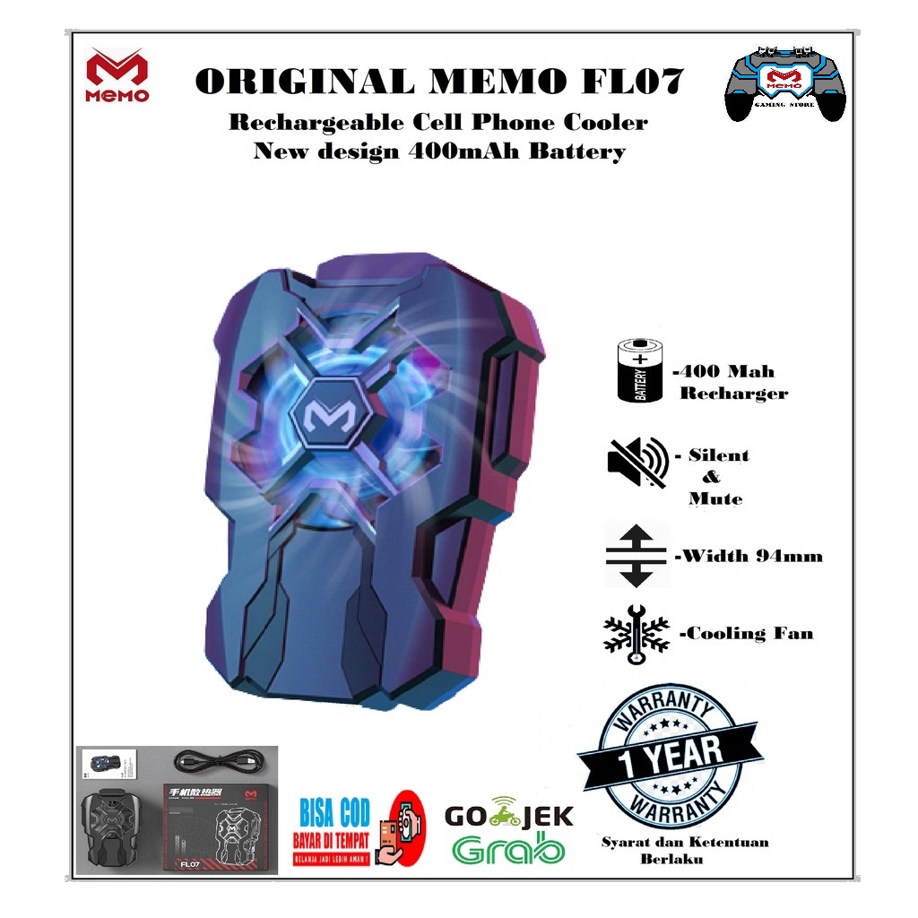 Jual Memo FL07 Phone Cooler 400mah Rechargeable Phone Cooler Kipas ...