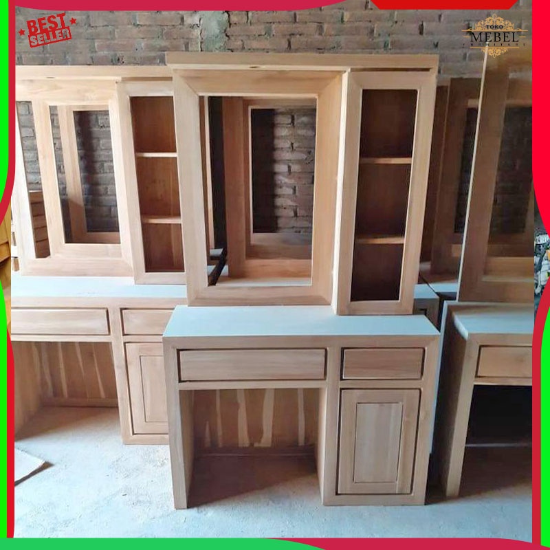 Jual Tolet Meja Rias Anak Kayu Jati Minimalis Terlaris Mentahan Mebel Jepara | Shopee Indonesia