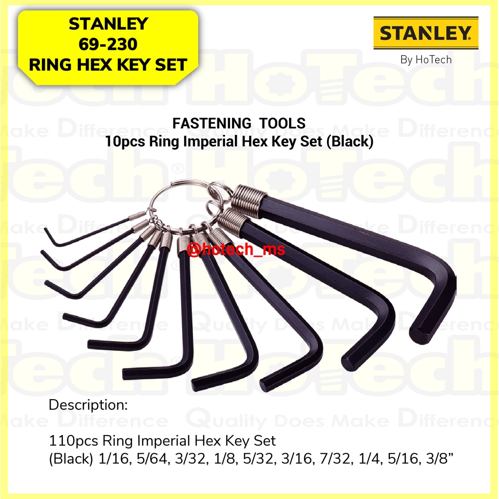 Jual STANLEY Fastening Tool|69-230 10pcs Ring Imperial Hex Key Set ...