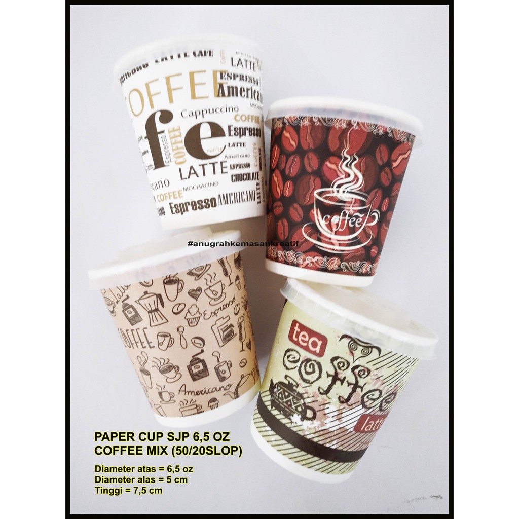Jual Paper Cup Sjp (Gelas Kertas) Polos / Motif Ukuran 6,5 Oz 250gsm (50 Pcs) | Shopee Indonesia