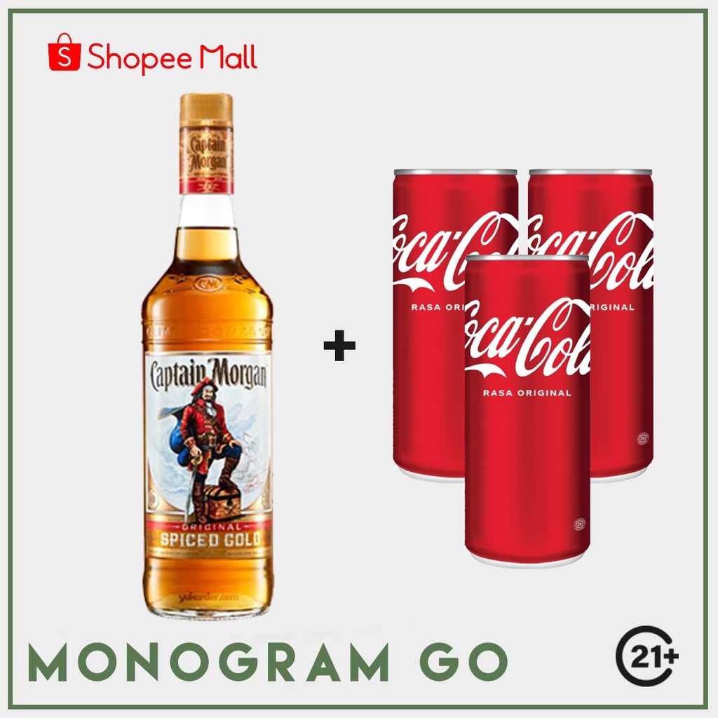 Jual Captain Morgan Spiced Gold Rum 750ml + 3 Coca Cola Can 250ml ...