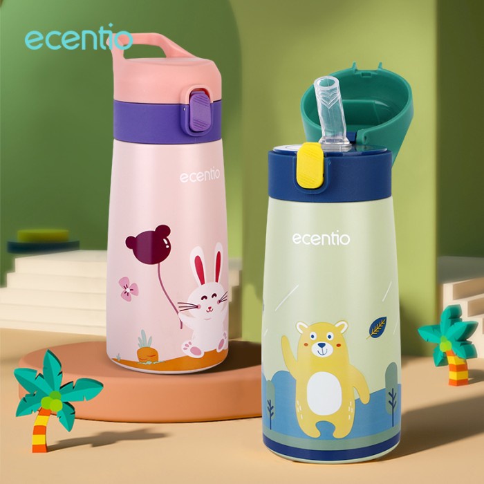 Jual ecentio termos anak sedotan stainless 400ml Botol air minum anak ...