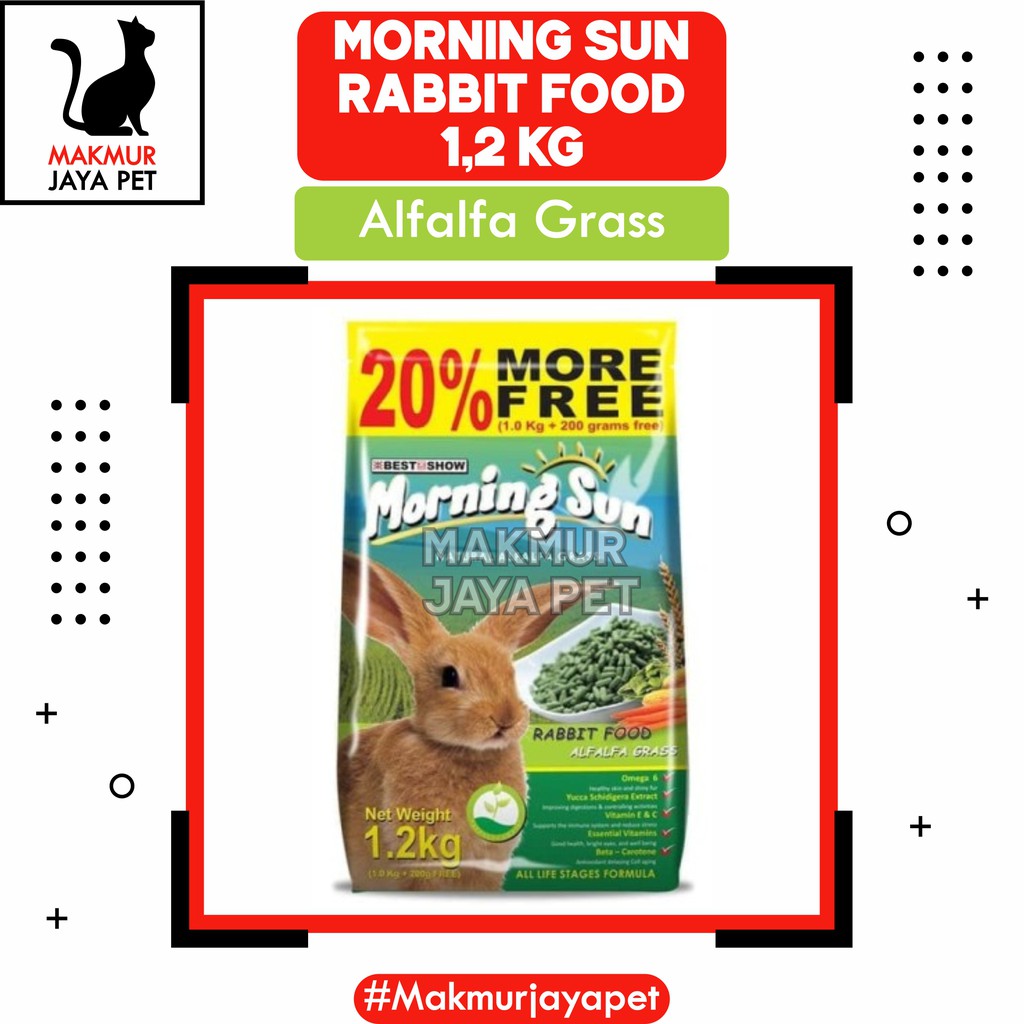 Jual Morning Sun Rabbit Food Alfalfa 1,2 kg / Makanan Kelinci Morning ...