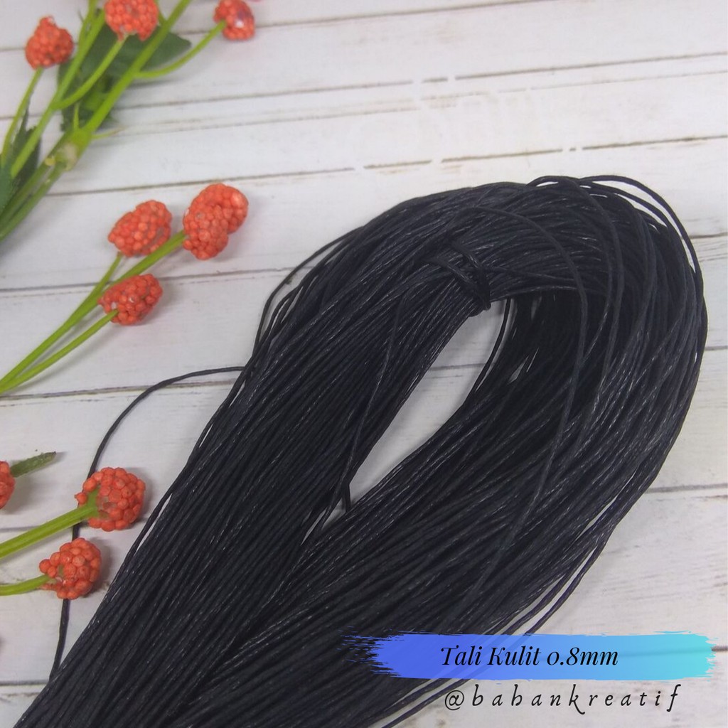 Jual Tali Kulit Hitam 0.5 0.8 1.0mm Waxed Cotton Cord | Shopee Indonesia