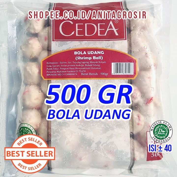 Jual CEDEA Bola Udang 500gr Isi 40 Shrimp Ball Bakso Seafood bahan utk ...