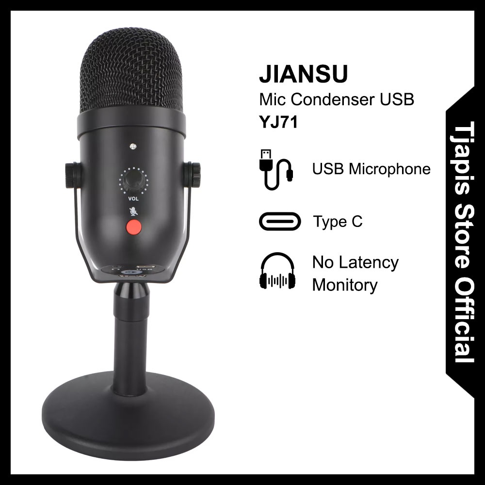 Jual JIANSU MICROPHONE CONDENSER USB MIKROFON STUDIO WITH STAND - YJ71 ...