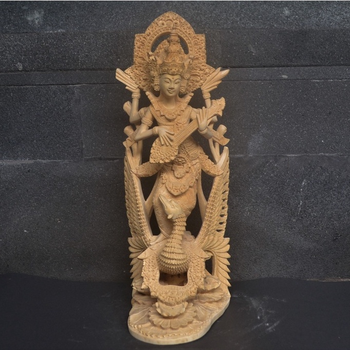 Jual Patung Kayu Saraswati Buatan Tangan Bali Ukuran 35 cm x 13 cm x 13 ...