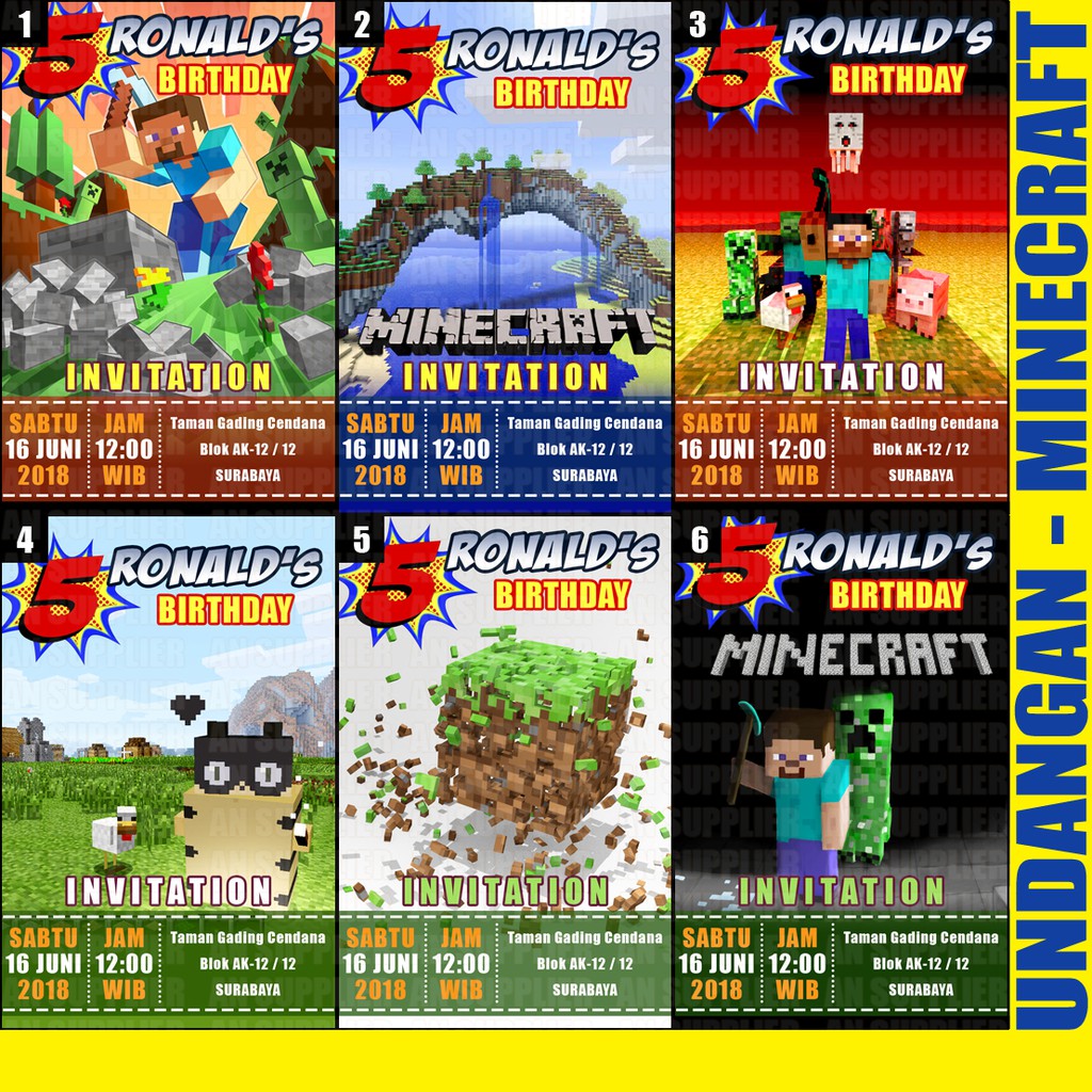 Jual UNDANGAN ULTAH TEMA MINECRAFT | Shopee Indonesia
