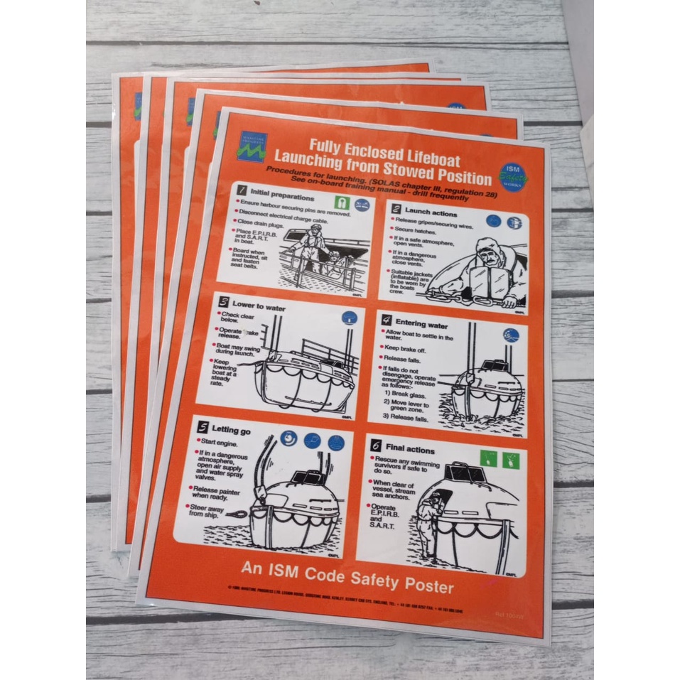 Jual STIKER SAFETY SIGN FULLY ENCLOSED LIFEBOAT LAUNCHING FROM STOWED ...