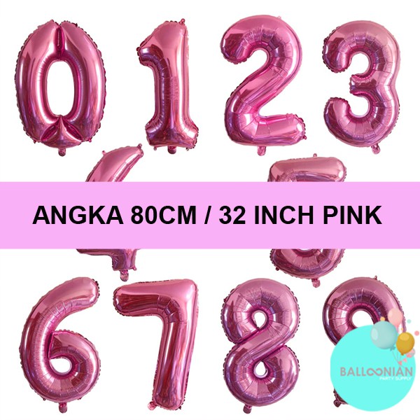 Jual Angka 80CM PINk/Balon Foil Angka Besar/Jumbo | Shopee Indonesia