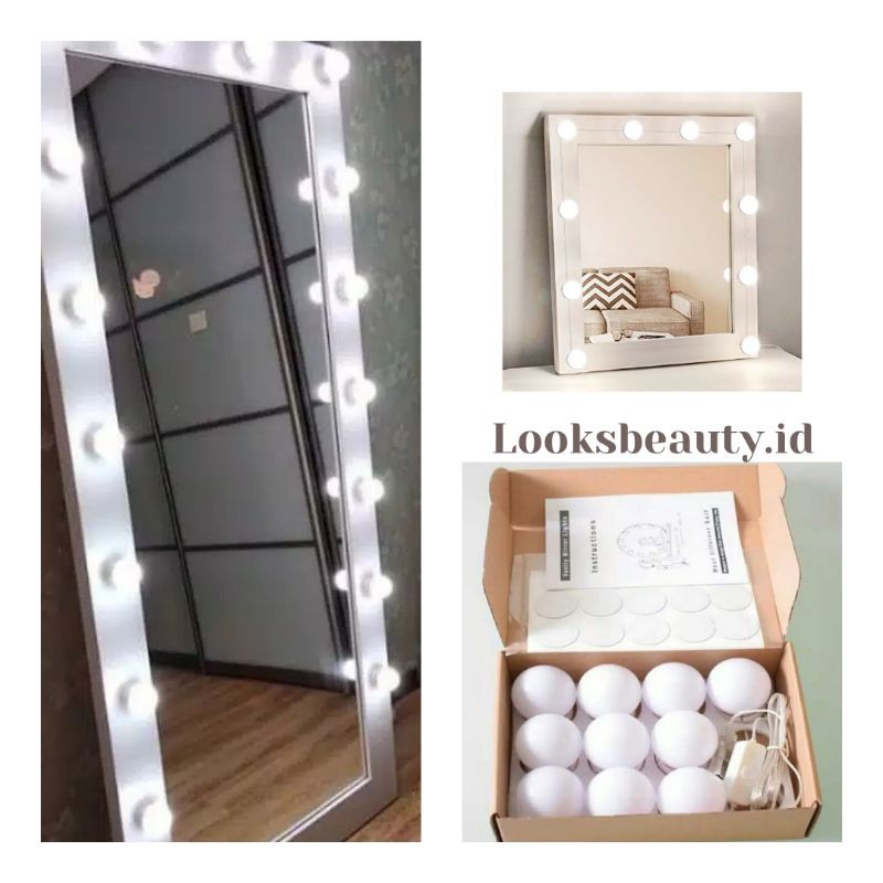 Jual Lampu Tempel Cermin Led Vanity Lamp Mirror Make Up 10 Bohlam 3 ...