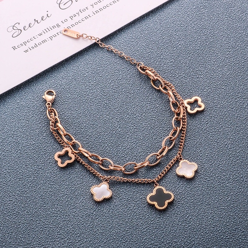 Jual Gelang Titanium Bunga Clover 2 Layer Premium Trending Vintage 151 ...